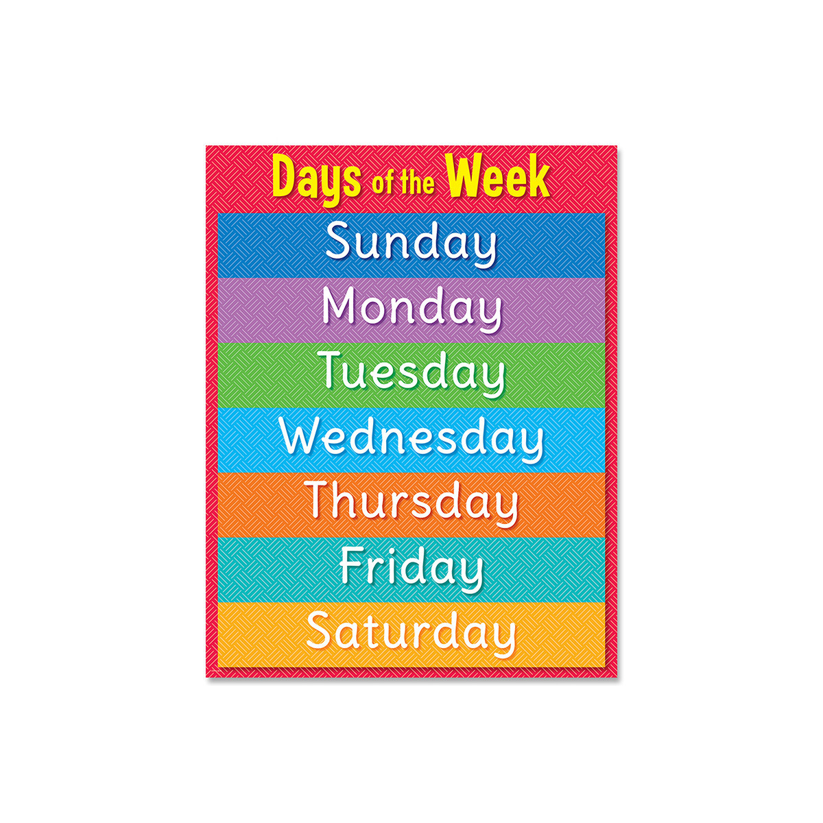 DAYS OF THE WEEK CHART CREATIVE TEACHING PRESS CTP8613 DAYS OF THE WEEK CHART CREATIVE TEACHING PRESS CTP8613