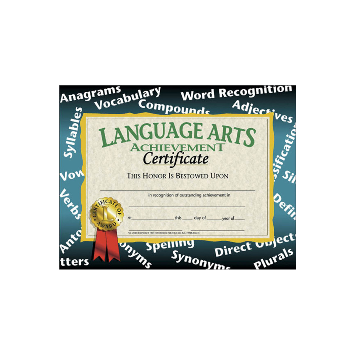 Hayes Publishing Language Arts Achievement Certificate, 8.5" x 11",...